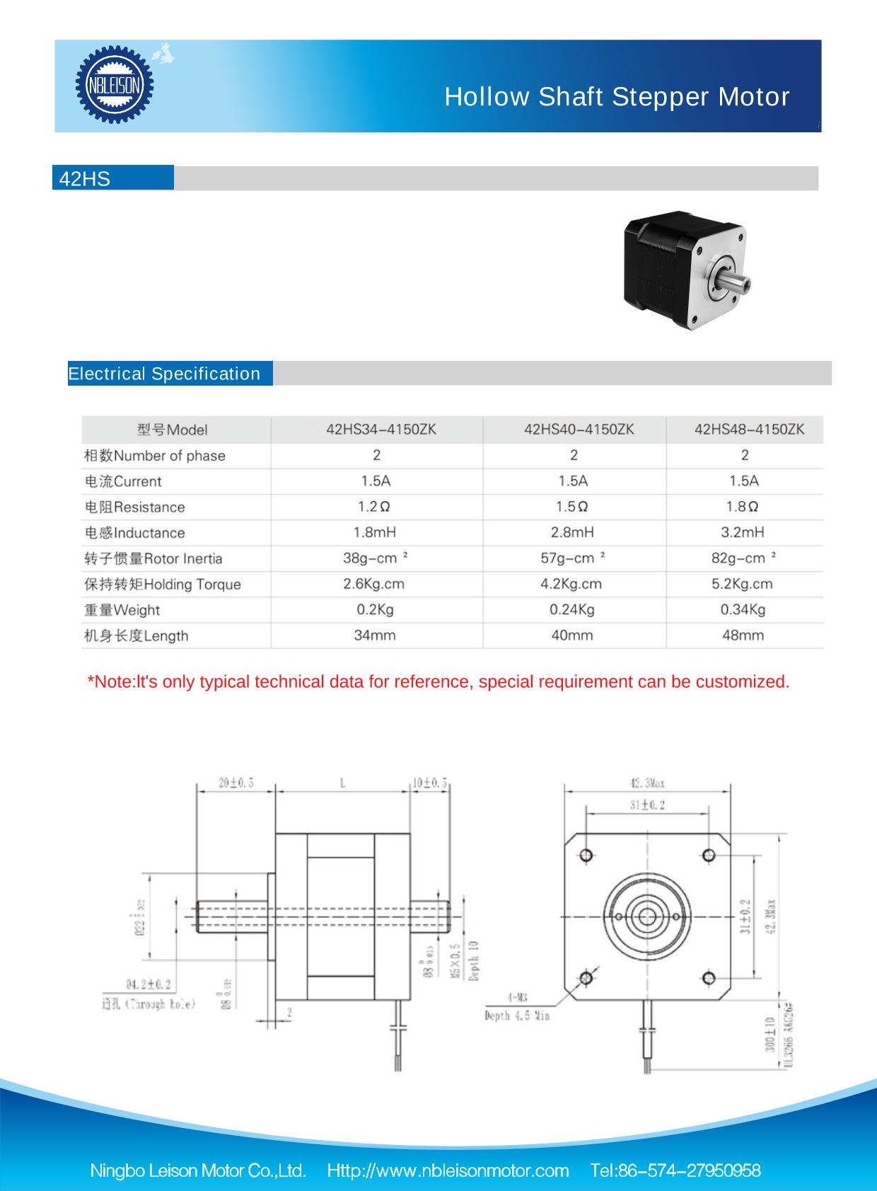 42HS(Nema17) Hollow Shaft Stepper Motor - Buy Product on NINGBO LEISON ...