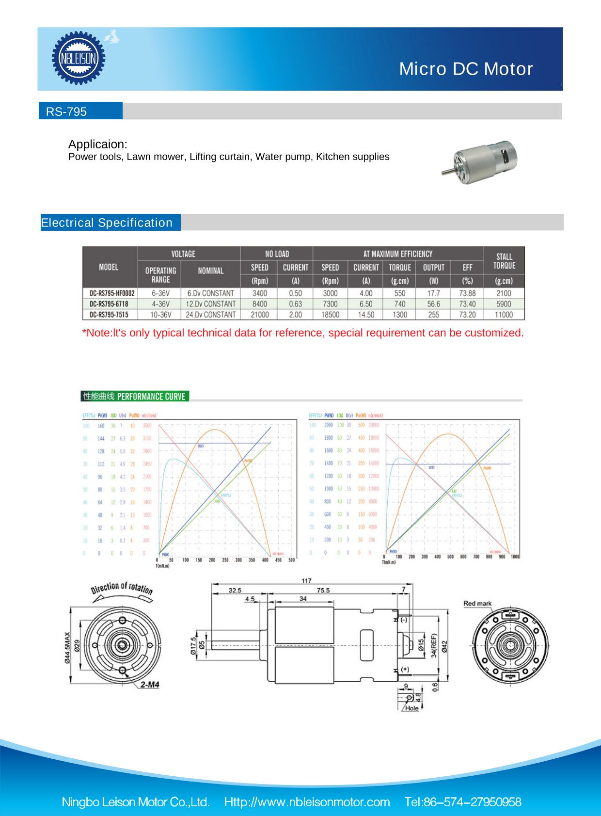 RS-795 DC Micro Motor - Buy dc micro motor Product on NINGBO LEISON ...