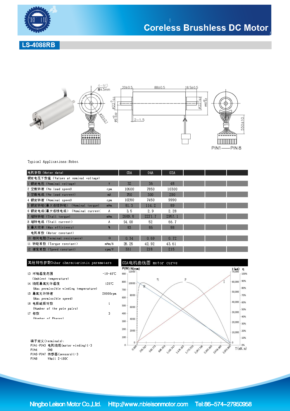 LS-4088RB Coreless Brushless DC Motor - NINGBO LEISON MOTOR CO.,LTD